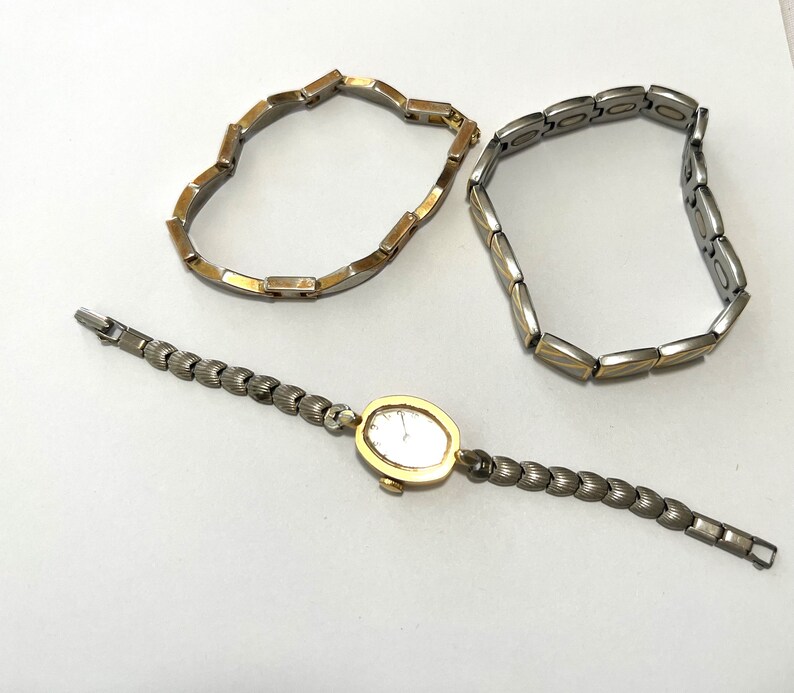 Vintage Watch and Bracelet Set MCM Style Stainless Steel Link Jeffrey ...