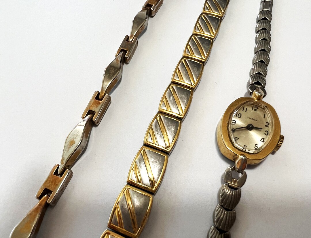 Vintage Watch and Bracelet Set MCM Style Stainless Steel Link Jeffrey ...