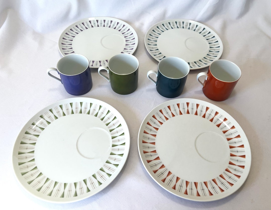 Vintage Modernaire Gold China MCM Retro Pattern Japanese Multi Color ...