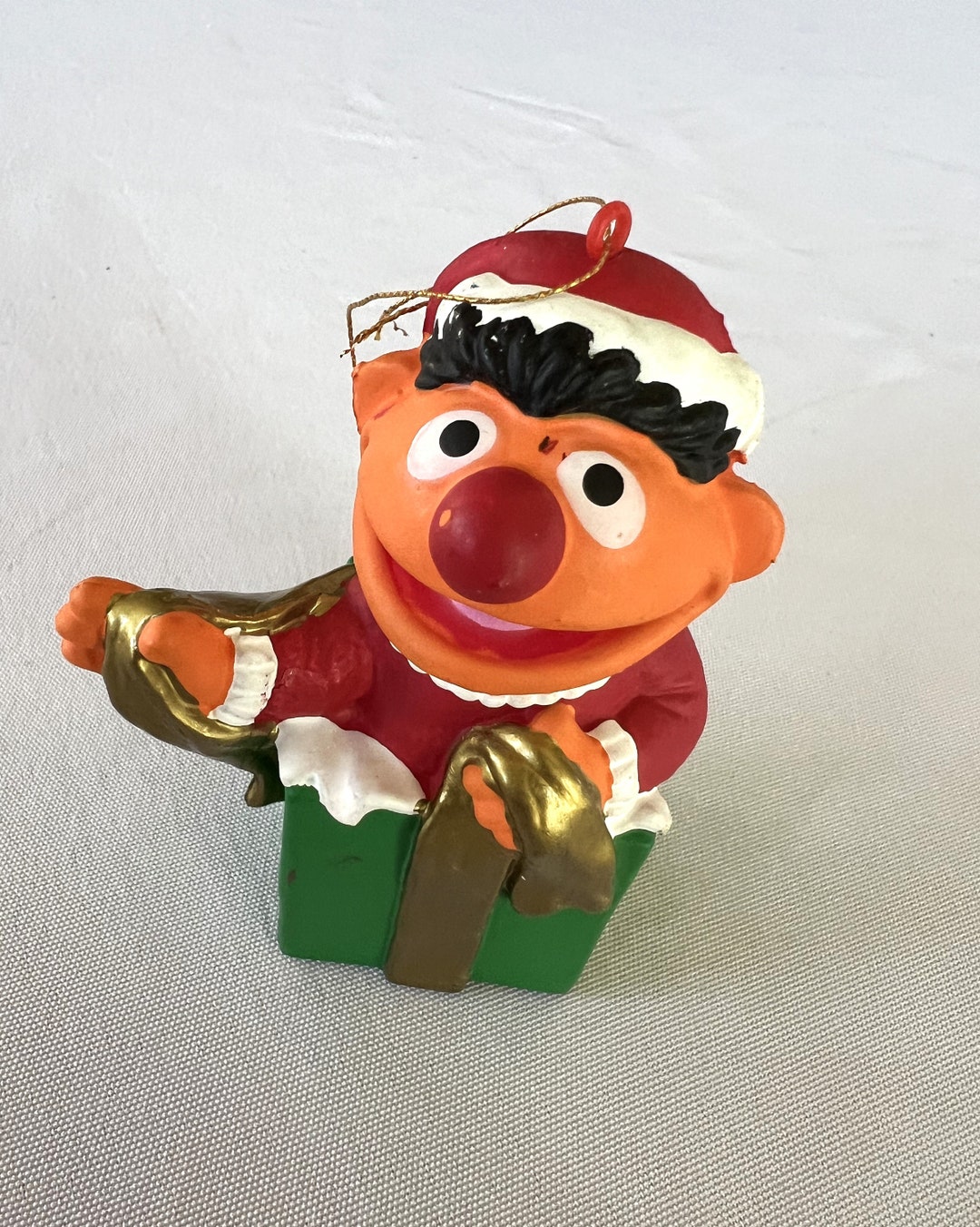 Vintage Sesame Street Jim Henson Ernie in Gift Box With Santa Hat ...