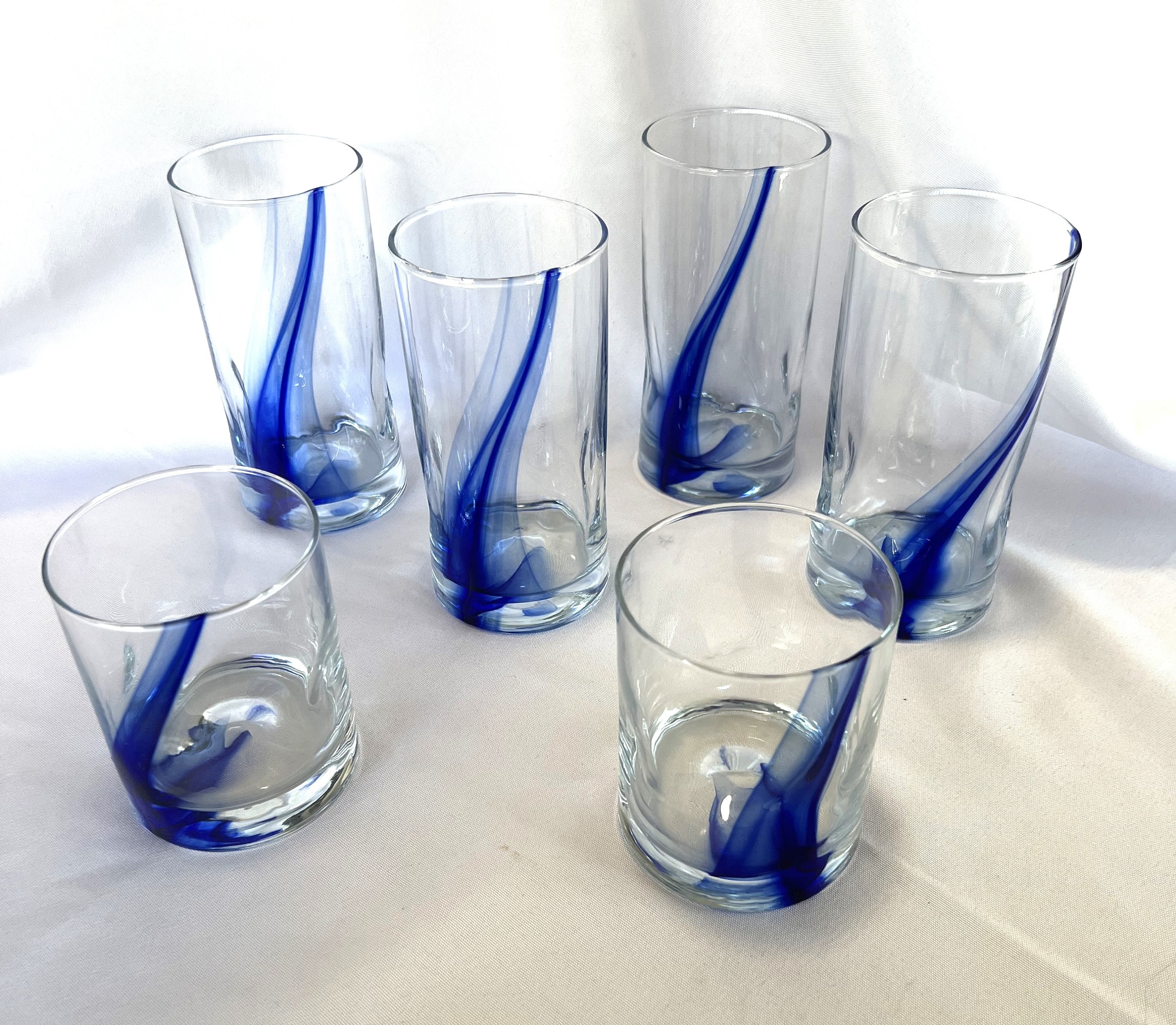 Vintage Libbey Blue Ribbon Impressions Glasses Set of 6 Tall - Etsy