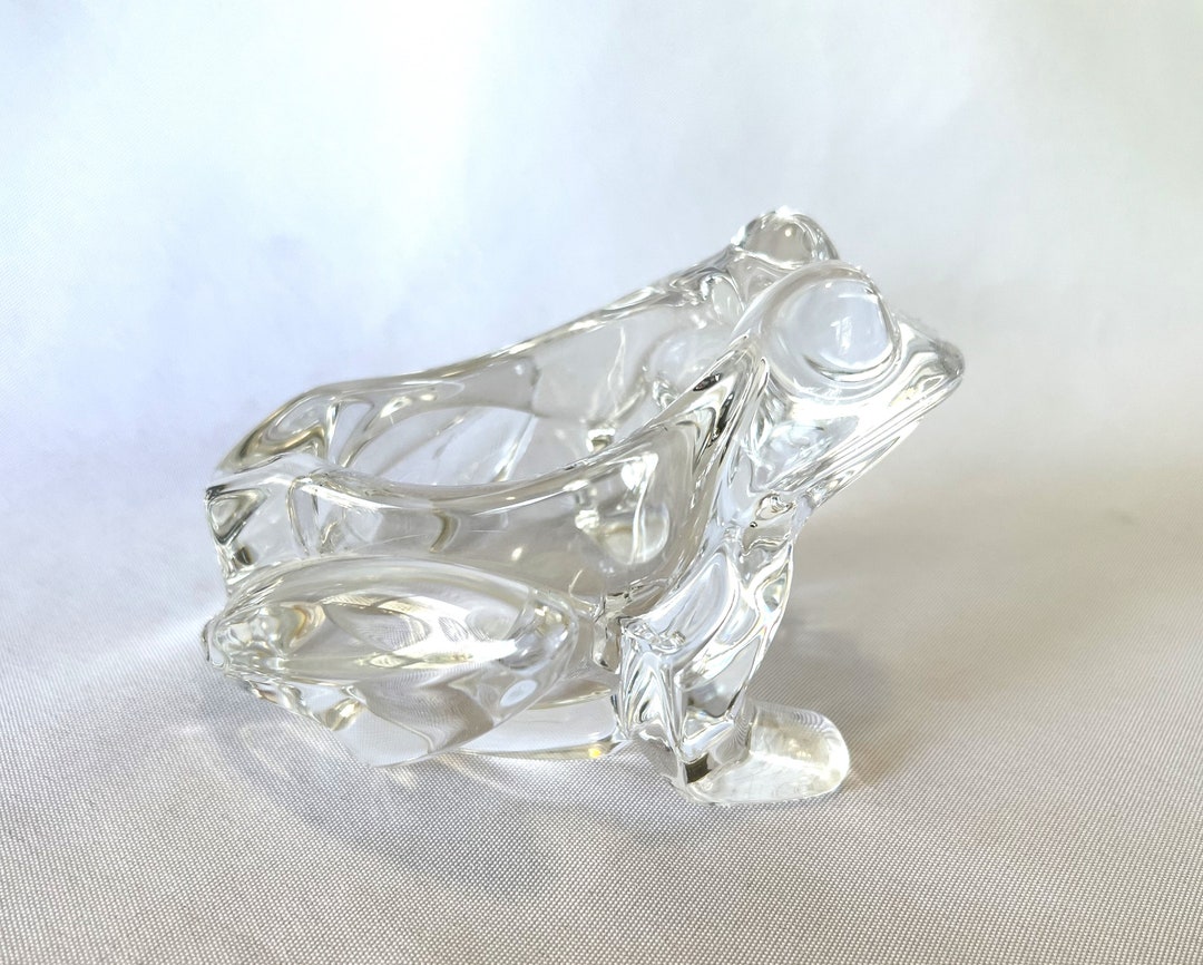 Vintage French Clear Lead Crystal Frog Paperweight Bowl Art Glass - Etsy