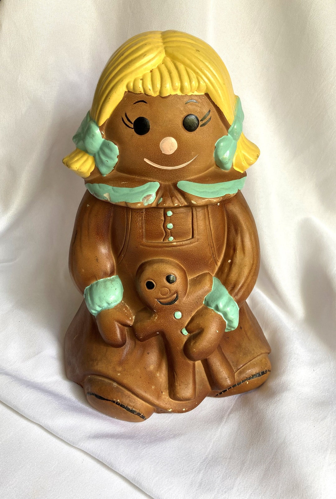 Vintage Large Twin Winton RARE Mopsy Pigtail With Gingerbread Man Cookie Jar - Etsy