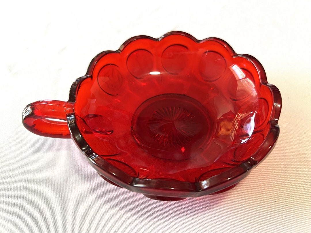 Vintage Ruby Red Fostoria 1886 Liberty Coin Collectable Glass Nut Bowl ...