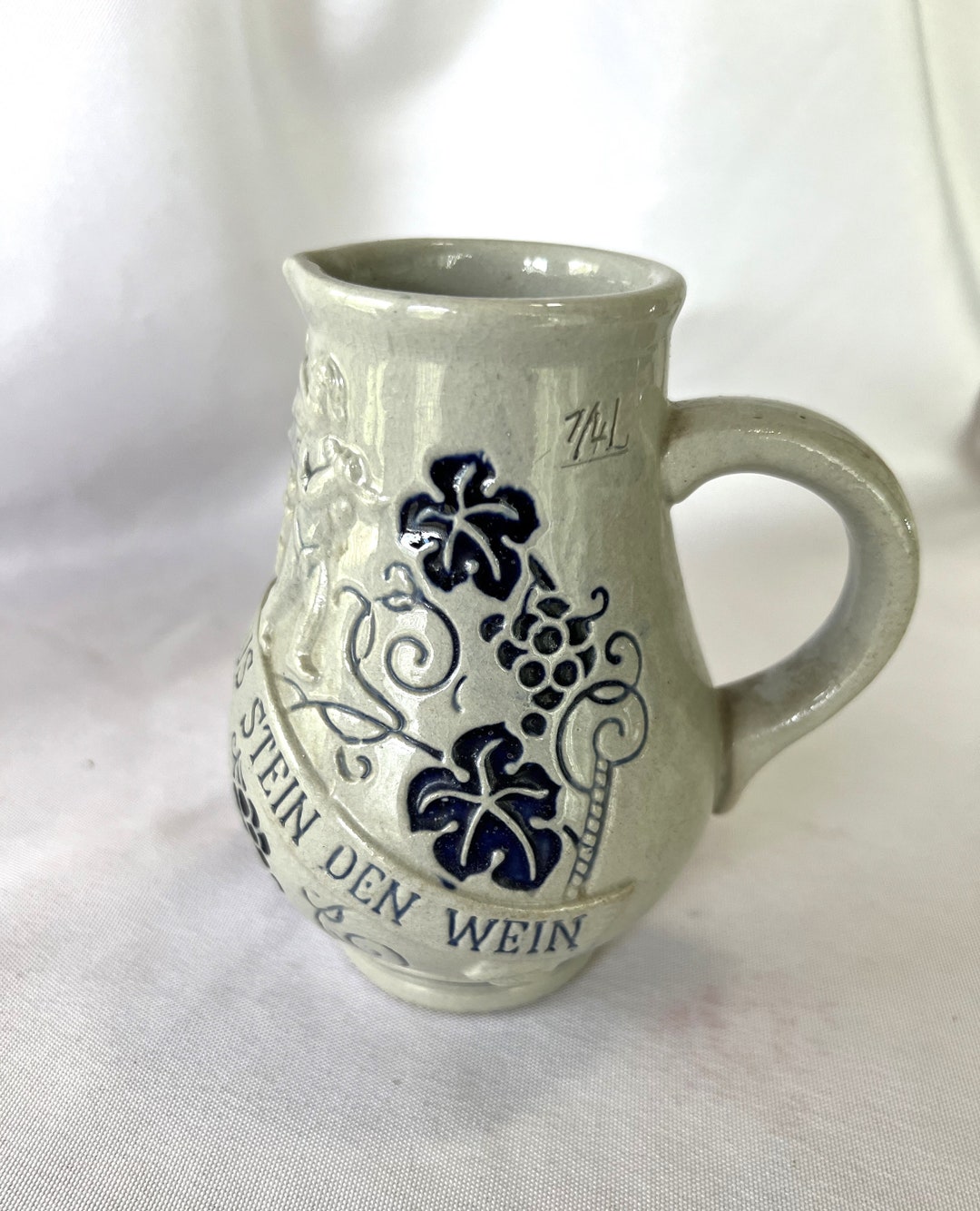 Vintage Wick Werke German Salt Glazed Stoneware Grey Blue Pottery Jug ...