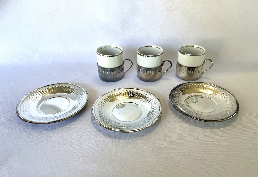 Vintage Bellini Verocruz Porcelain and Brazilian Silverplate Demitasse ...