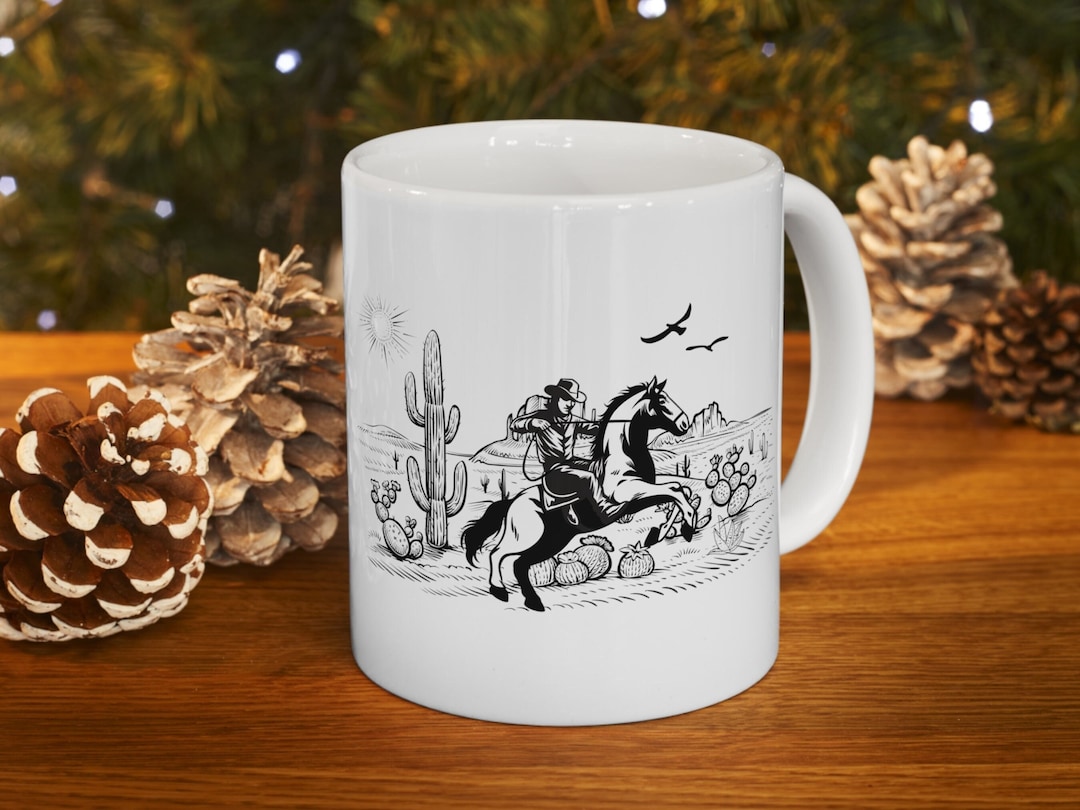 Western Coffee Mug, Cowboy Coffee Mug, Cowboy Riding, Cowboy Western ...