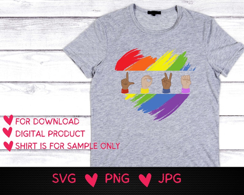 Rainbow Heart Love Sign Language SVG, PNG, JPG (digital Download) - Etsy