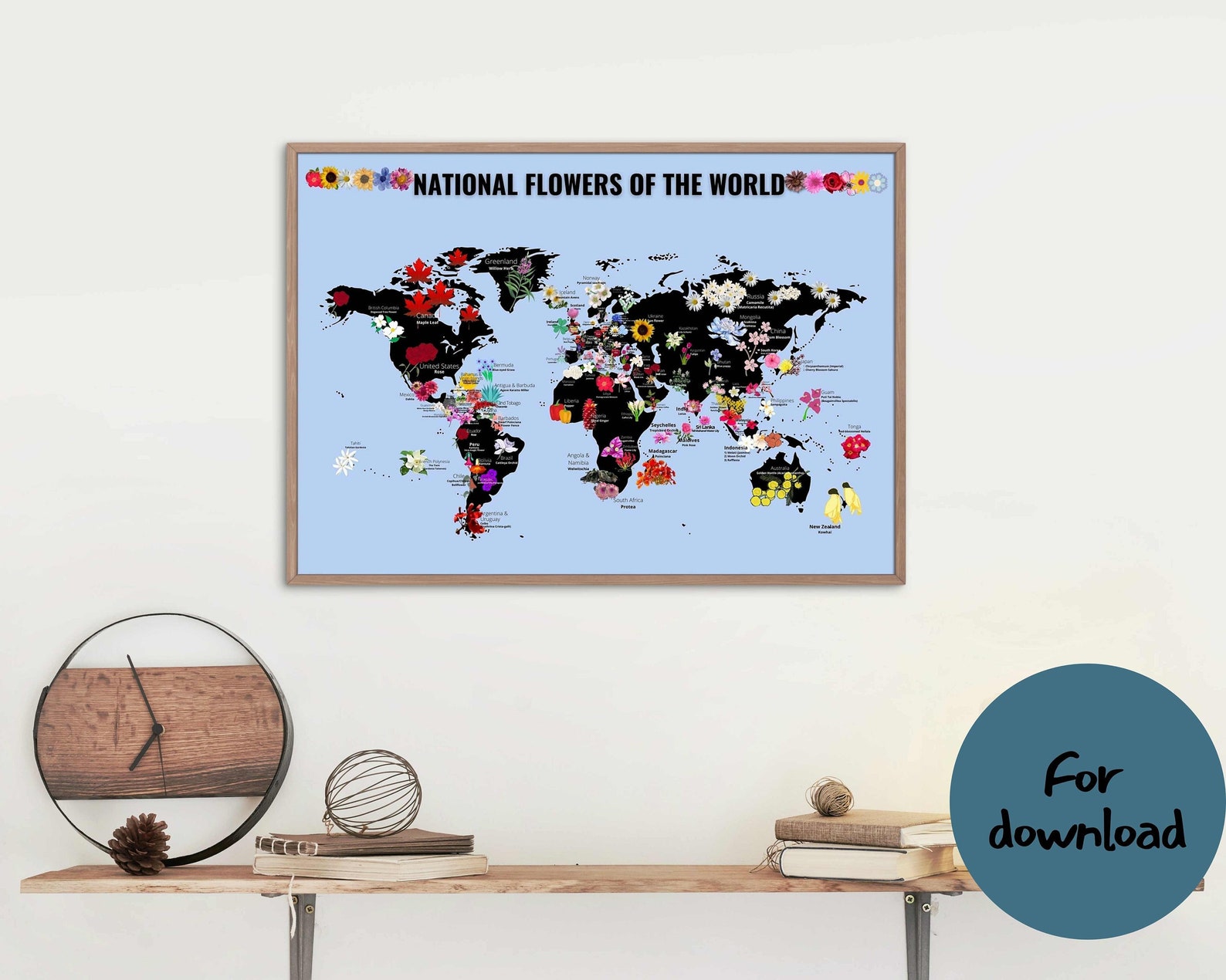 National Flowers of the World Map,world Map of National Flowers ...