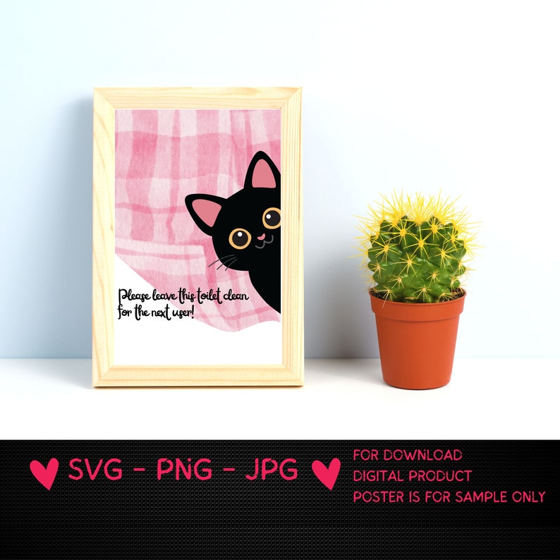 Keep the Toilet Clean Black Cat Funny Meme Poster Bathroom Decor ...