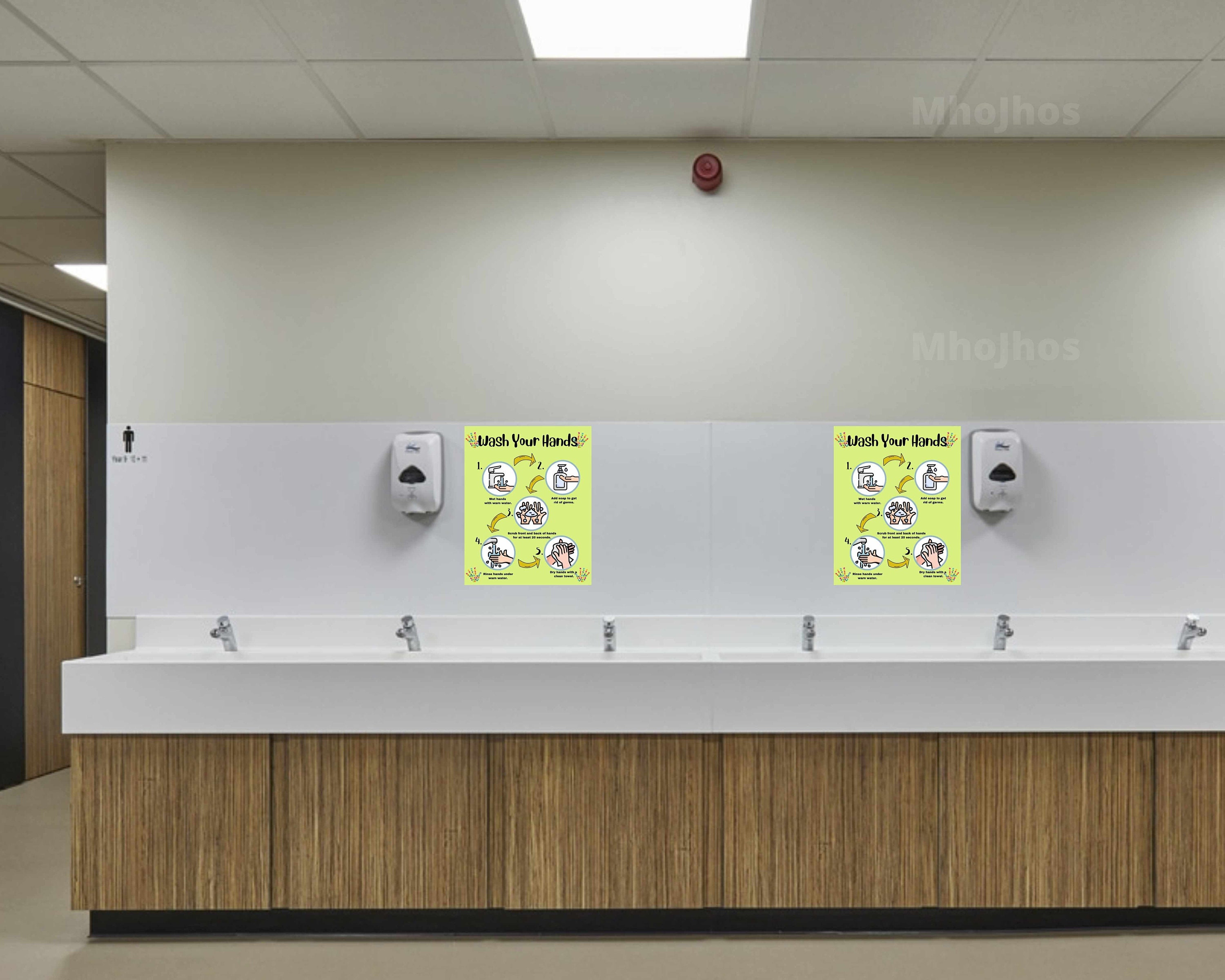 Wash Your Hands Poster,steps in Washing Hands Sign for Kids,covid ...