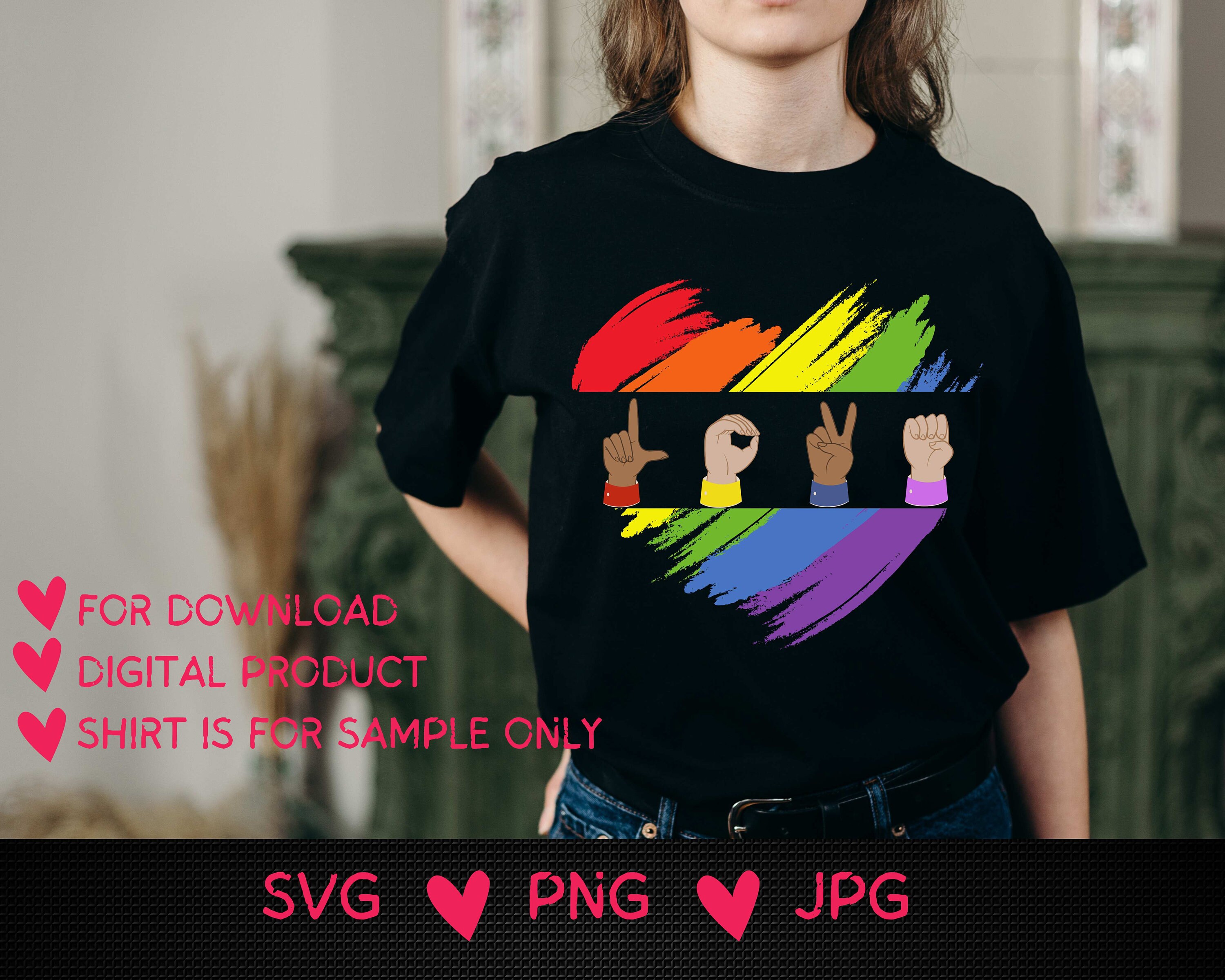 Rainbow Heart Love in Sign Language Say Love in Sign Language Svg Shirt ...