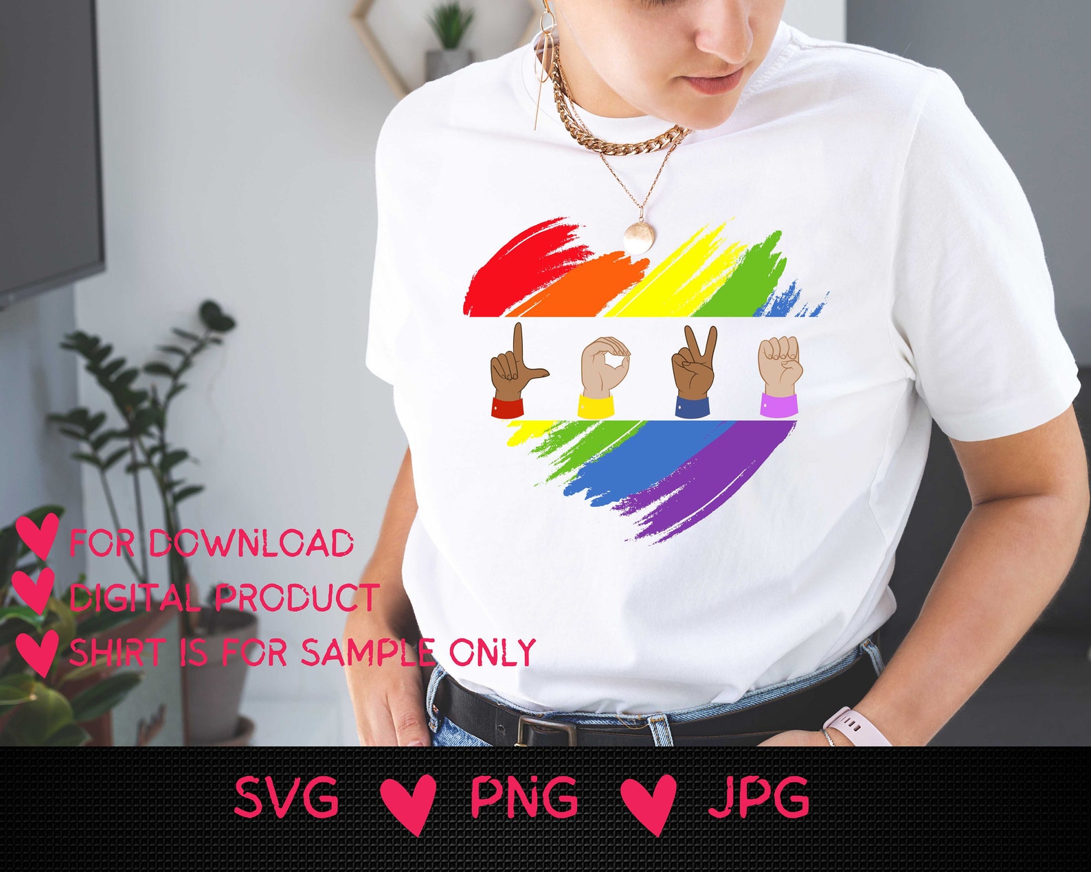 Rainbow Heart Love Sign Language SVG, PNG, JPG (digital Download) - Etsy