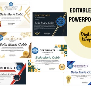 Editable Certificate Templates,bundle-of-20 Certificate Edit on ...
