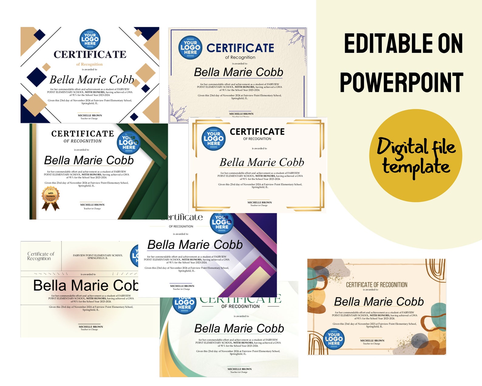 Editable Certificate Templates,bundle-of-20 Certificate Edit on ...