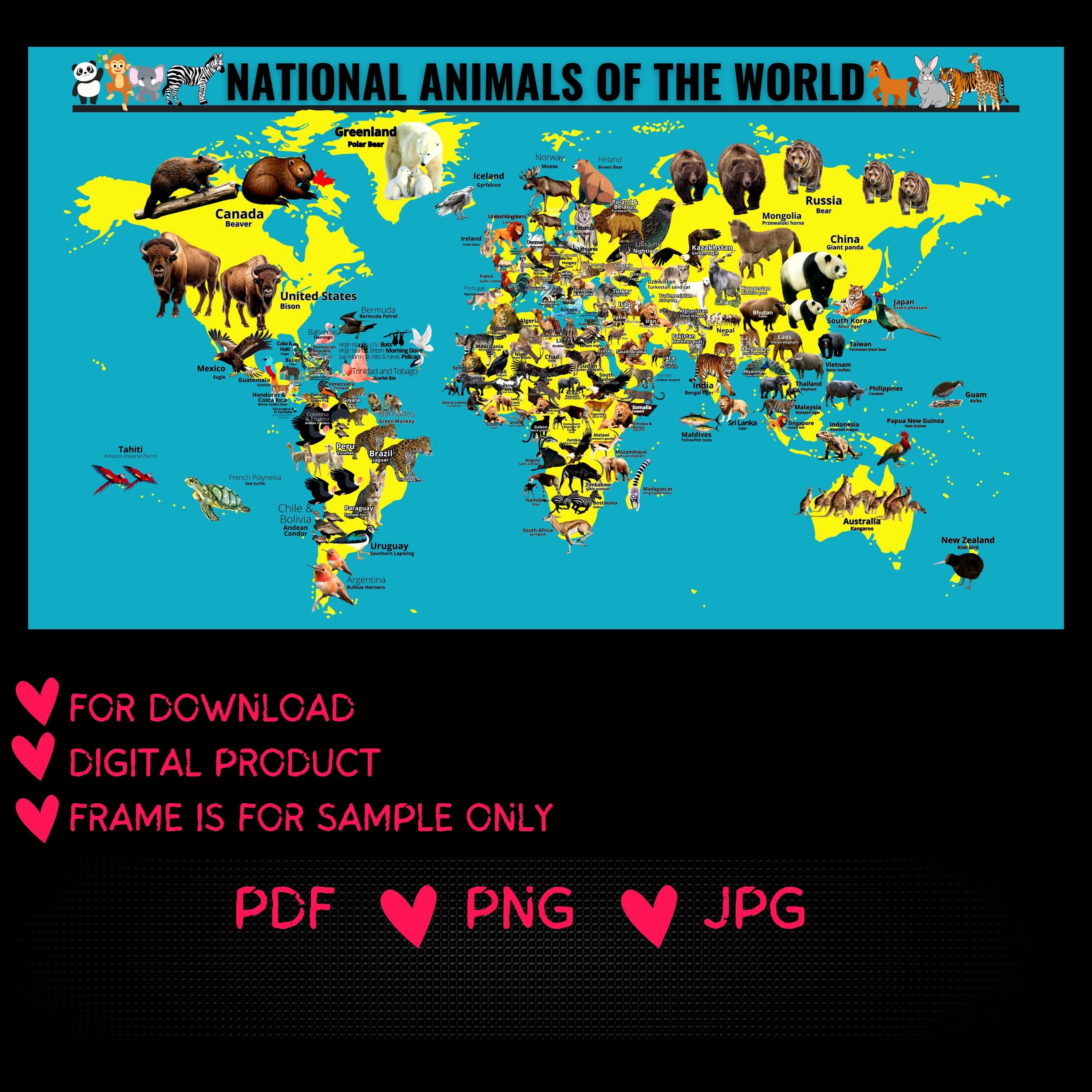 National Animals of the World Map, National Animals,countries With ...