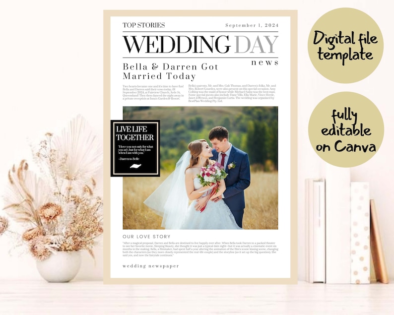 Wedding Newspaper Template,wedding Remembrance,wedding News,wedding ...