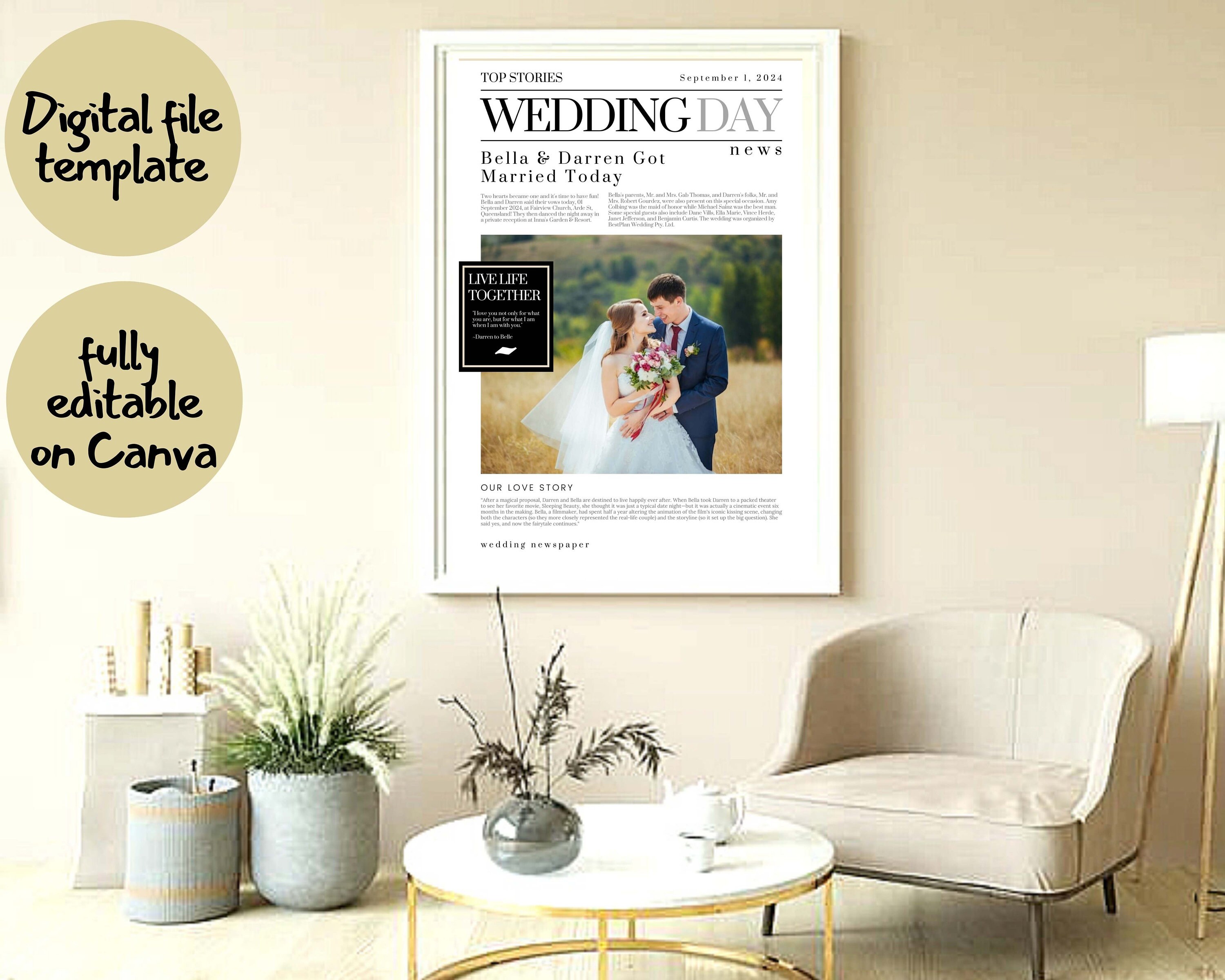 Wedding Newspaper Template,wedding Remembrance,wedding News,wedding ...
