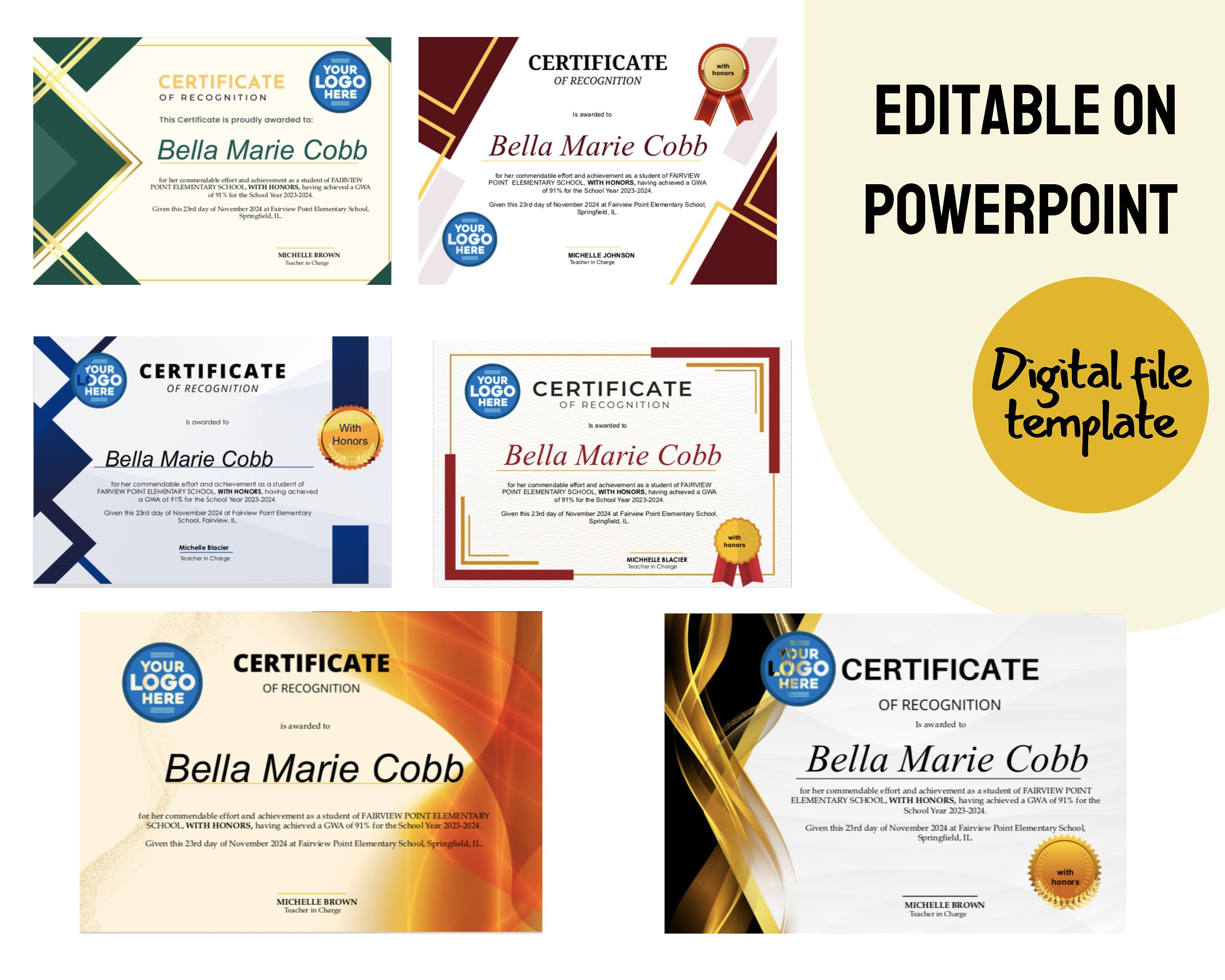 Editable Certificate Templates,bundle-of-20 Certificate Edit on ...