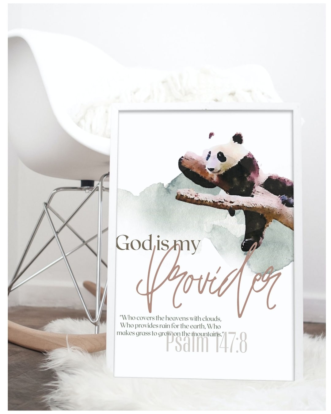Panda Bible Verse Print: God is My Provider, Psalm 147 (digital ...