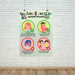 Coughing and Sneezing Spread Viruses Poster,cover Your Cough Sign for ...
