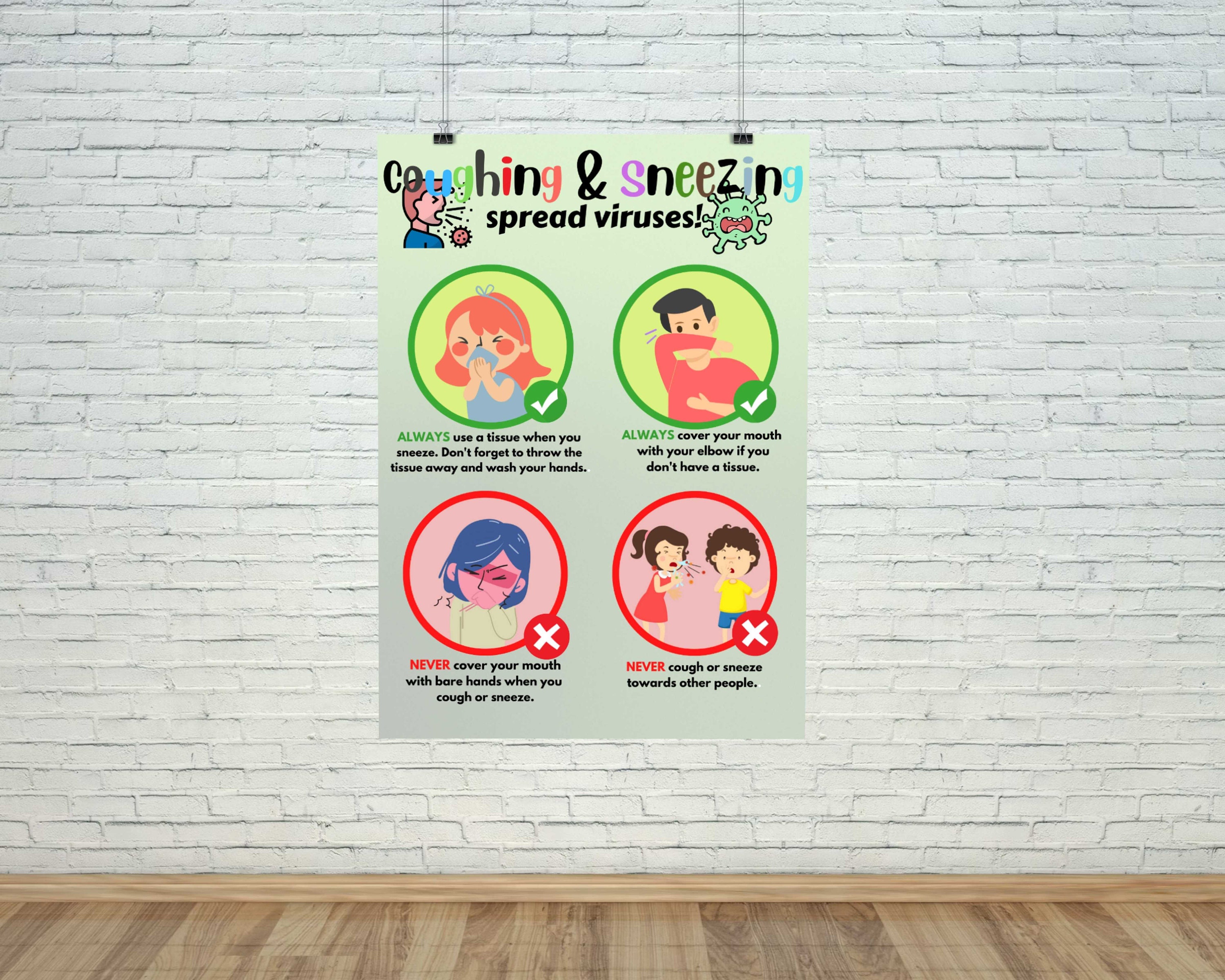 Cover Your Cough Poster, Classroom Health Sign (digital Download) - Etsy