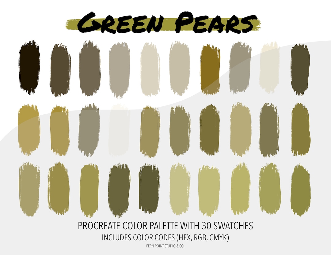 Procreate Color Palette | Green Pears | Instant Download | Digital File ...