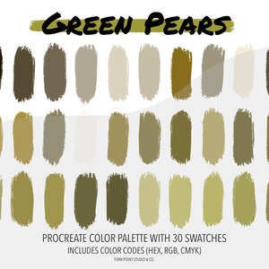 Procreate Color Palette | Green Pears | Instant Download | Digital File ...