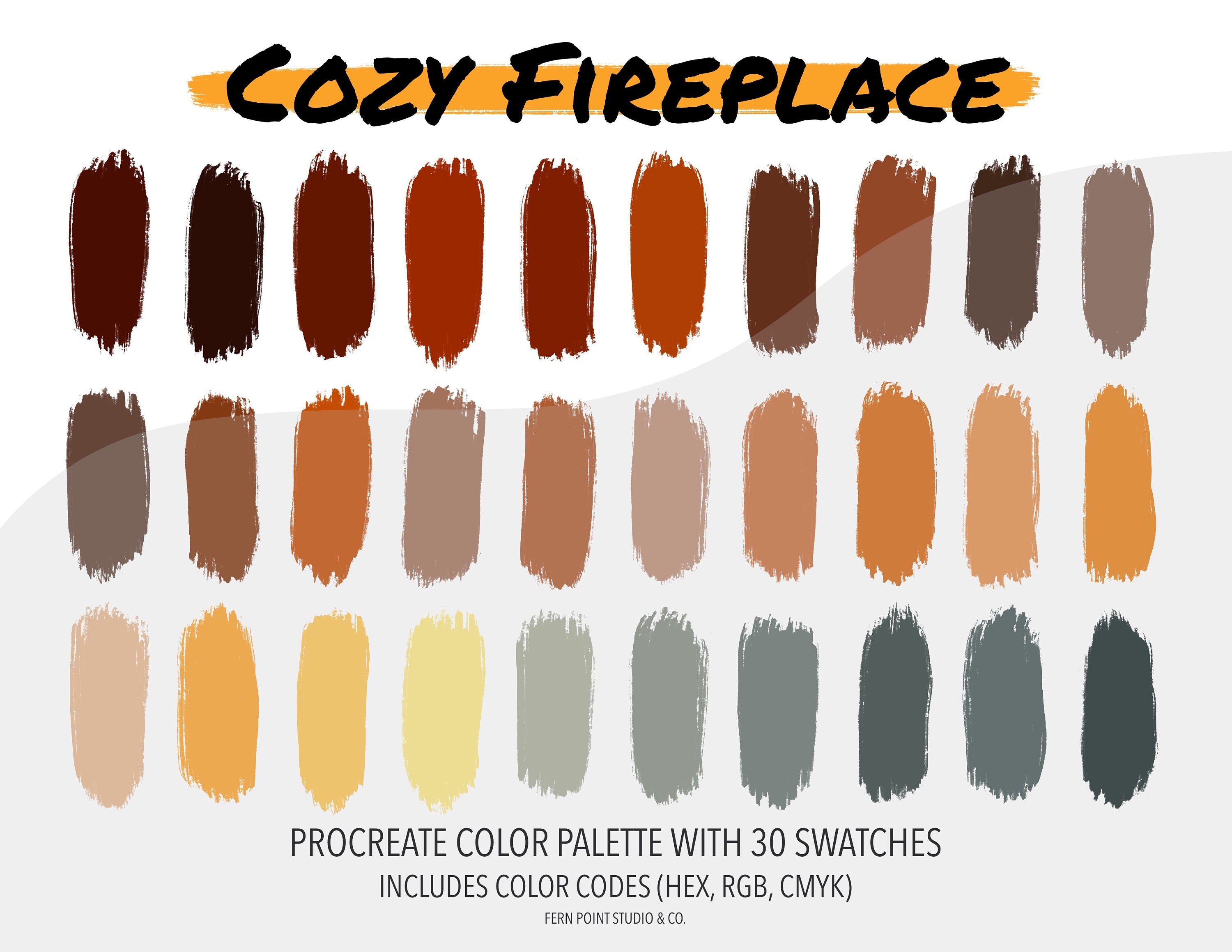Procreate Color Palette | Cozy Fireplace | Instant Download | Digital ...