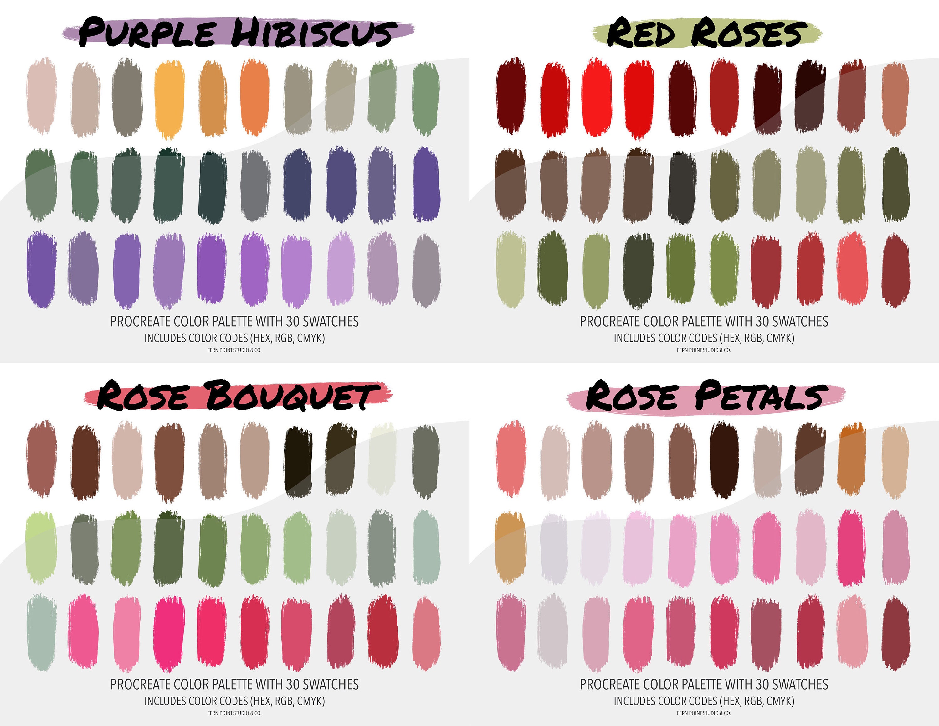 Procreate Color Palette Bundle 16 Palettes Flowers Instant Download Digital File Color Swatches