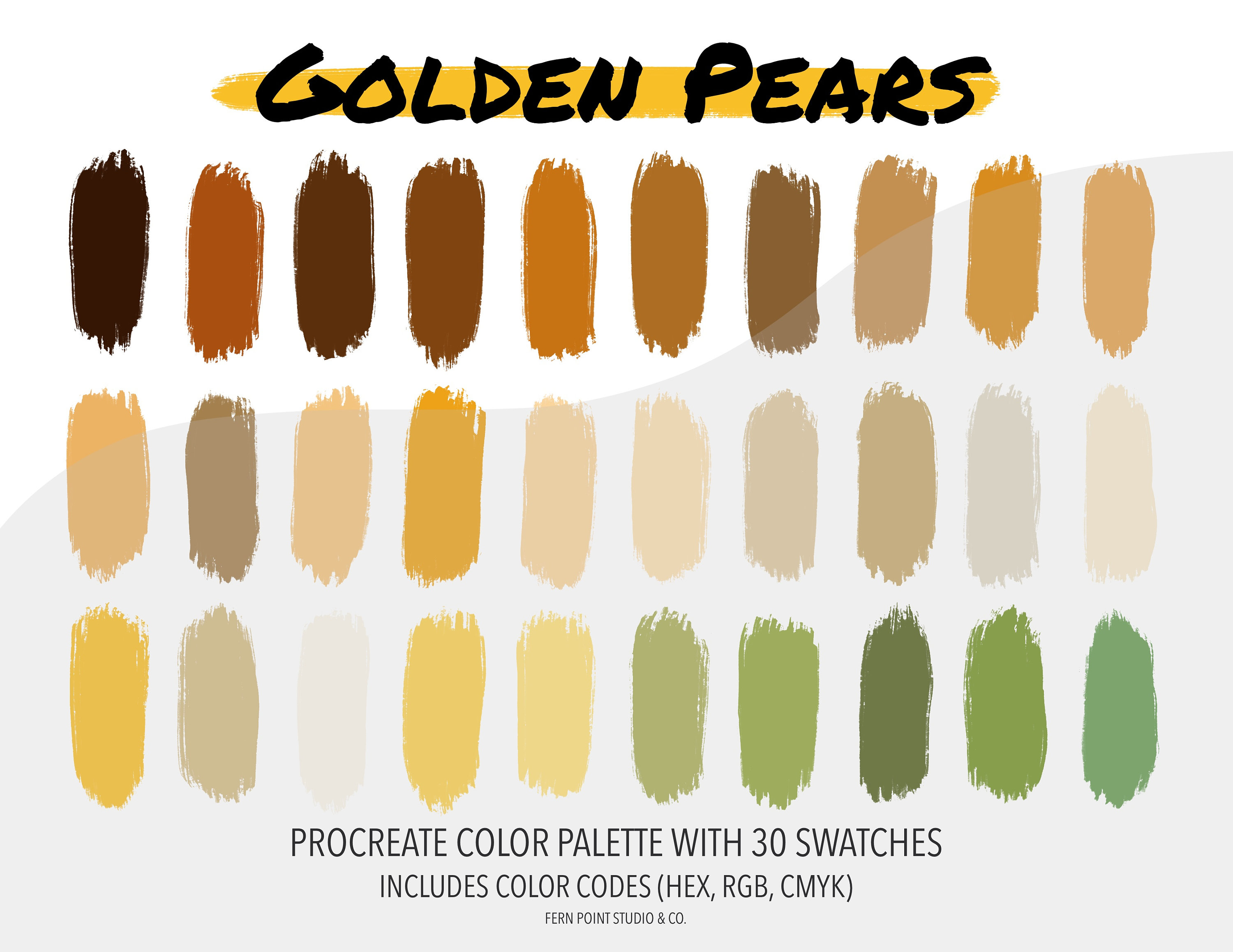 Procreate Color Palette Golden Pears Instant Download Digital File Color Swatches Color Codes