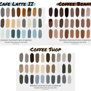 Procreate Color Palette Bundle | 9 Palettes | Coffee Shop | Instant ...