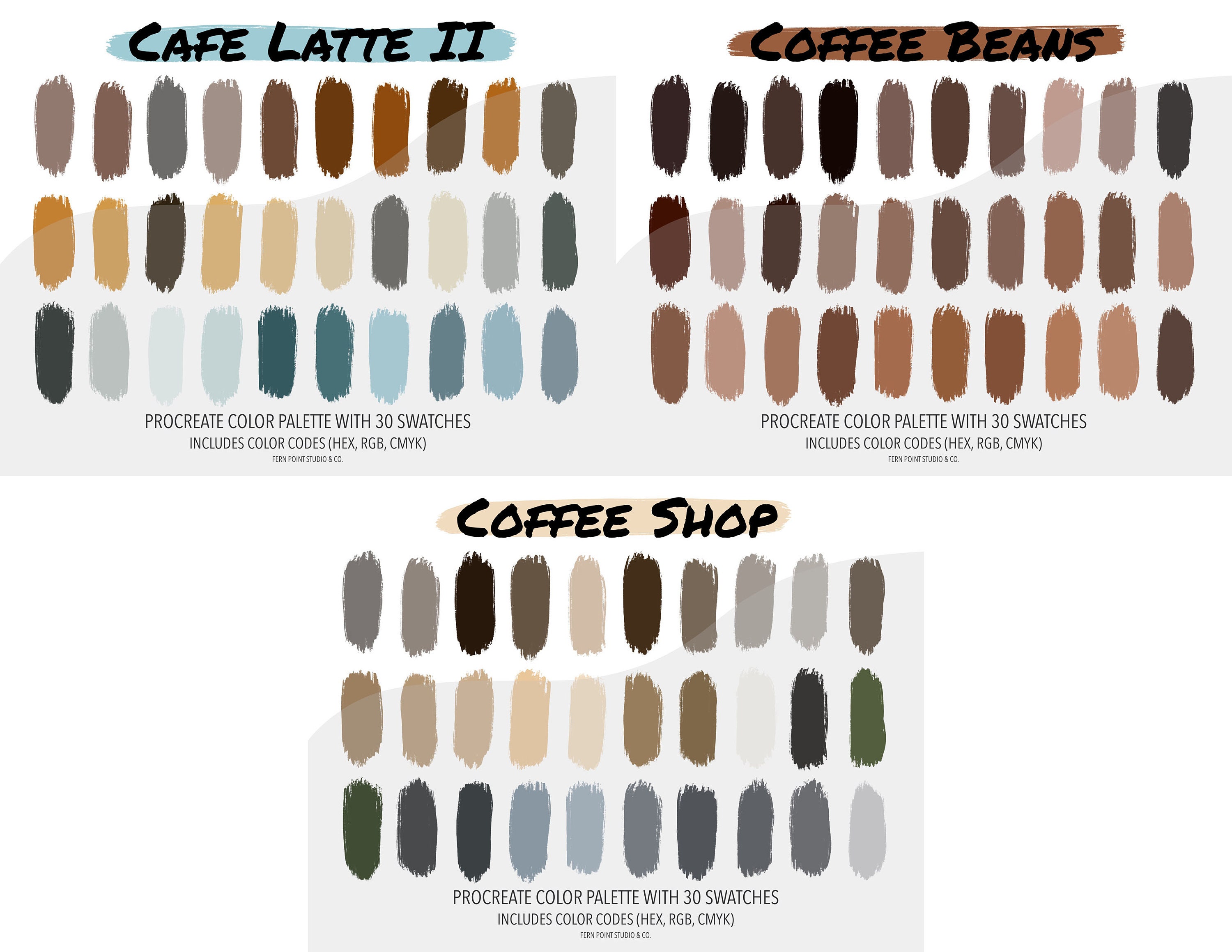 Procreate Color Palette Bundle | 9 Palettes | Coffee Shop | Instant ...