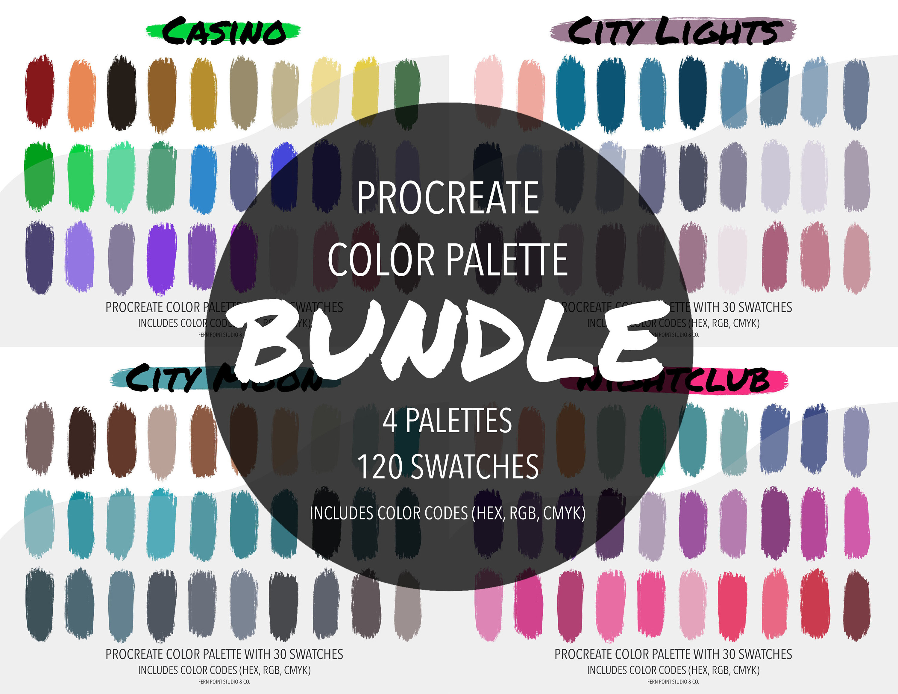 Procreate Color Palette Bundle 4 Palettes Nightlife Instant Download ...