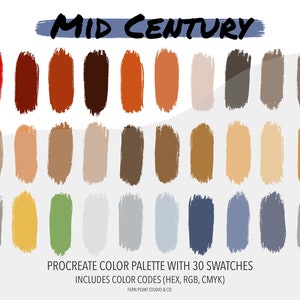 Procreate Color Palette | Mid Century | Instant Download | Digital File ...