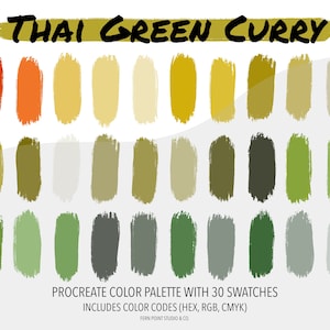 Procreate Color Palette | Thai Green Curry | Instant Download | Digital ...