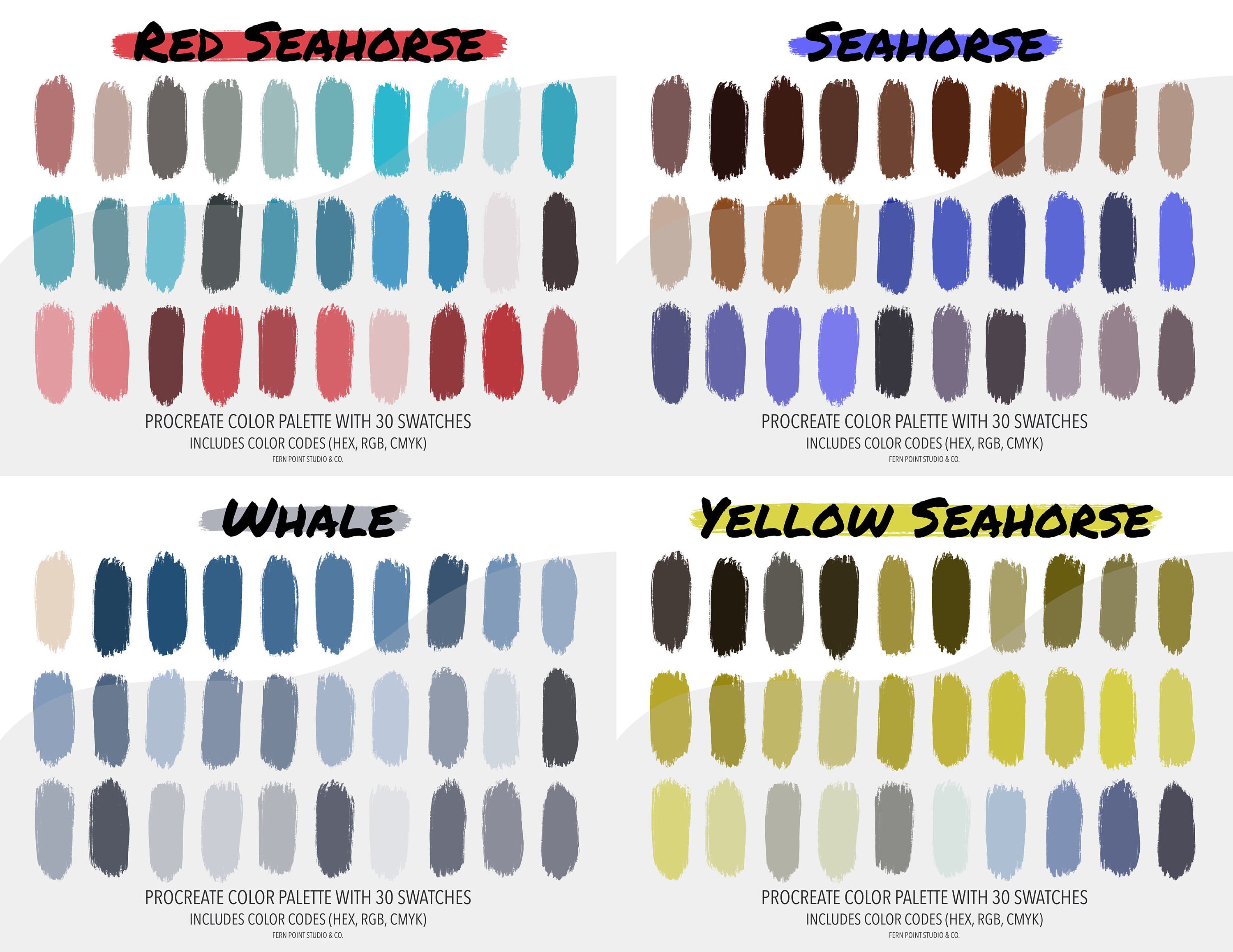 Procreate Color Palette Bundle 16 Palettes Ocean Life Instant Download ...