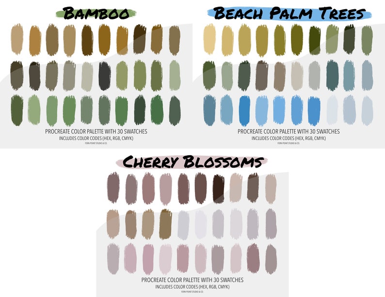 Procreate Color Palette Bundle 9 Palettes Trees Instant Download Digital File Color Swatches
