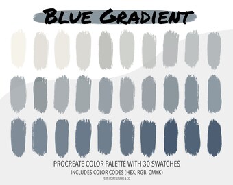 Procreate Color Palette Blue Monochrome Instant Download | Etsy