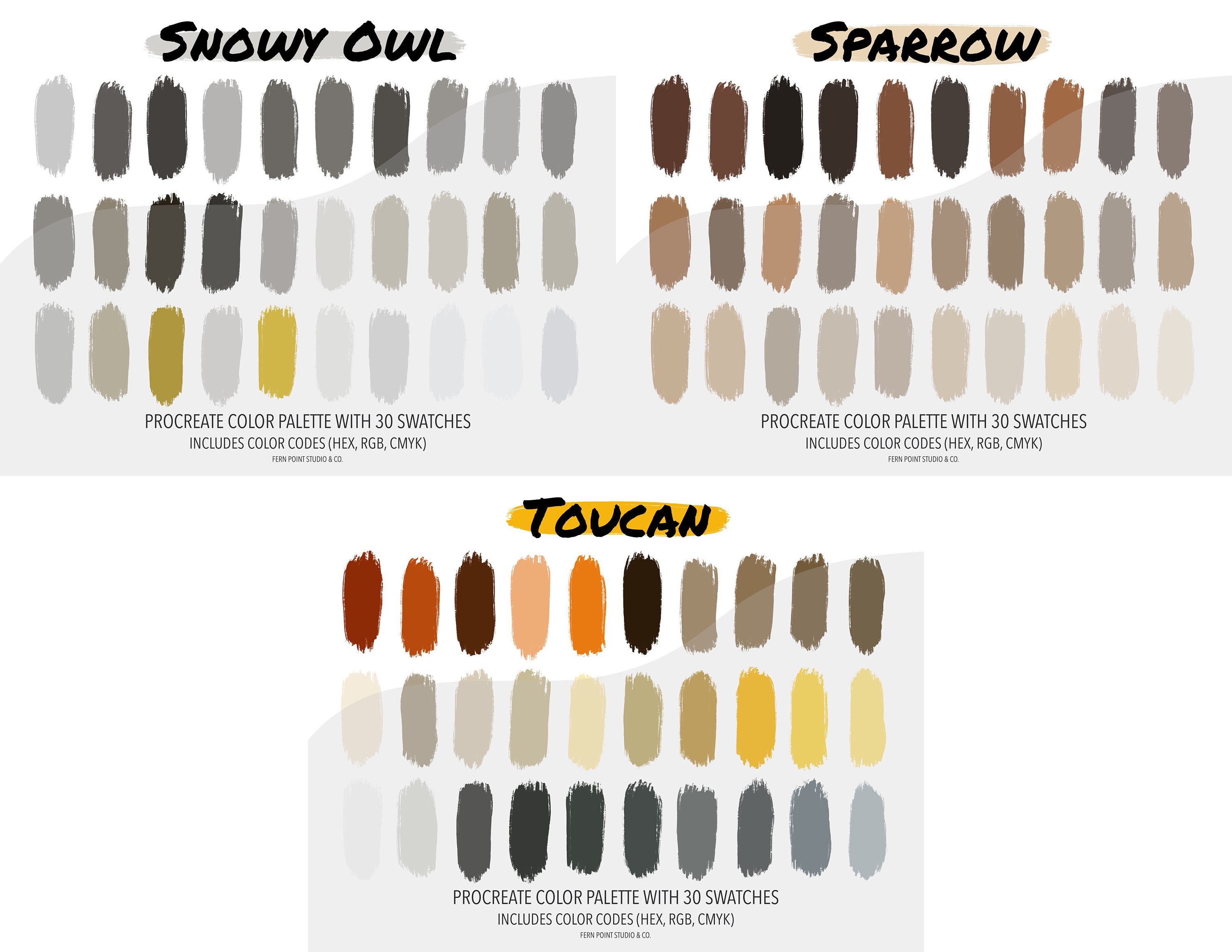 Procreate Color Palette Bundle 9 Palettes Birds Instant Download ...