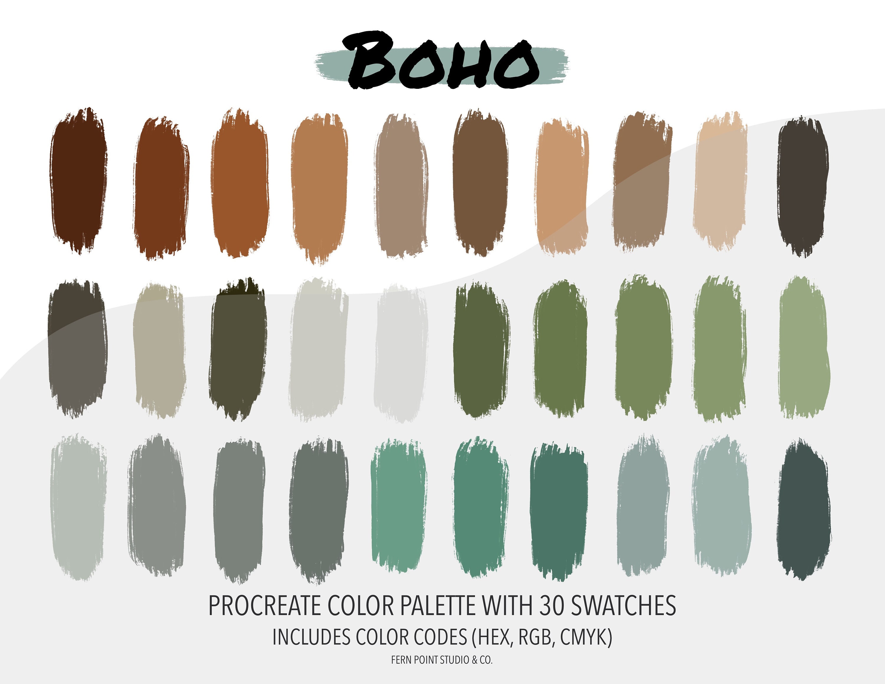 Procreate Color Palette Boho Instant Download Digital File Color Swatches Color Codes