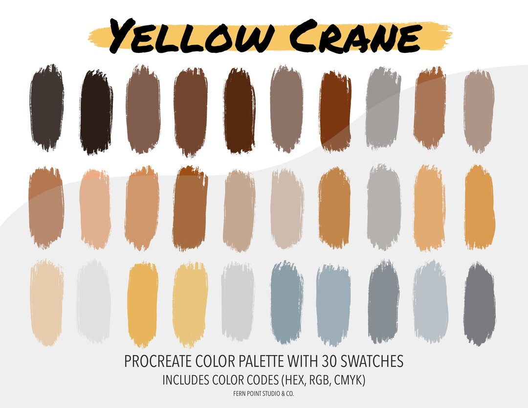 Procreate Color Palette | Yellow Crane | Instant Download | Digital ...