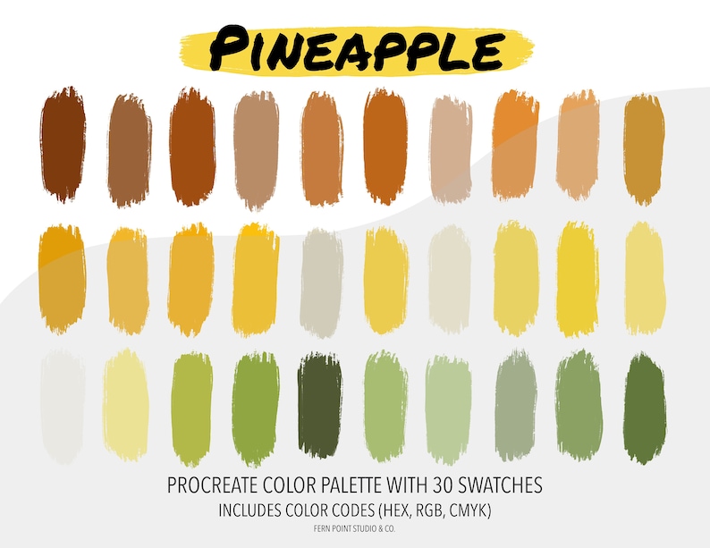 Procreate Color Palette | Pineapple | Instant Download | Digital File | Color Swatches | Color ...