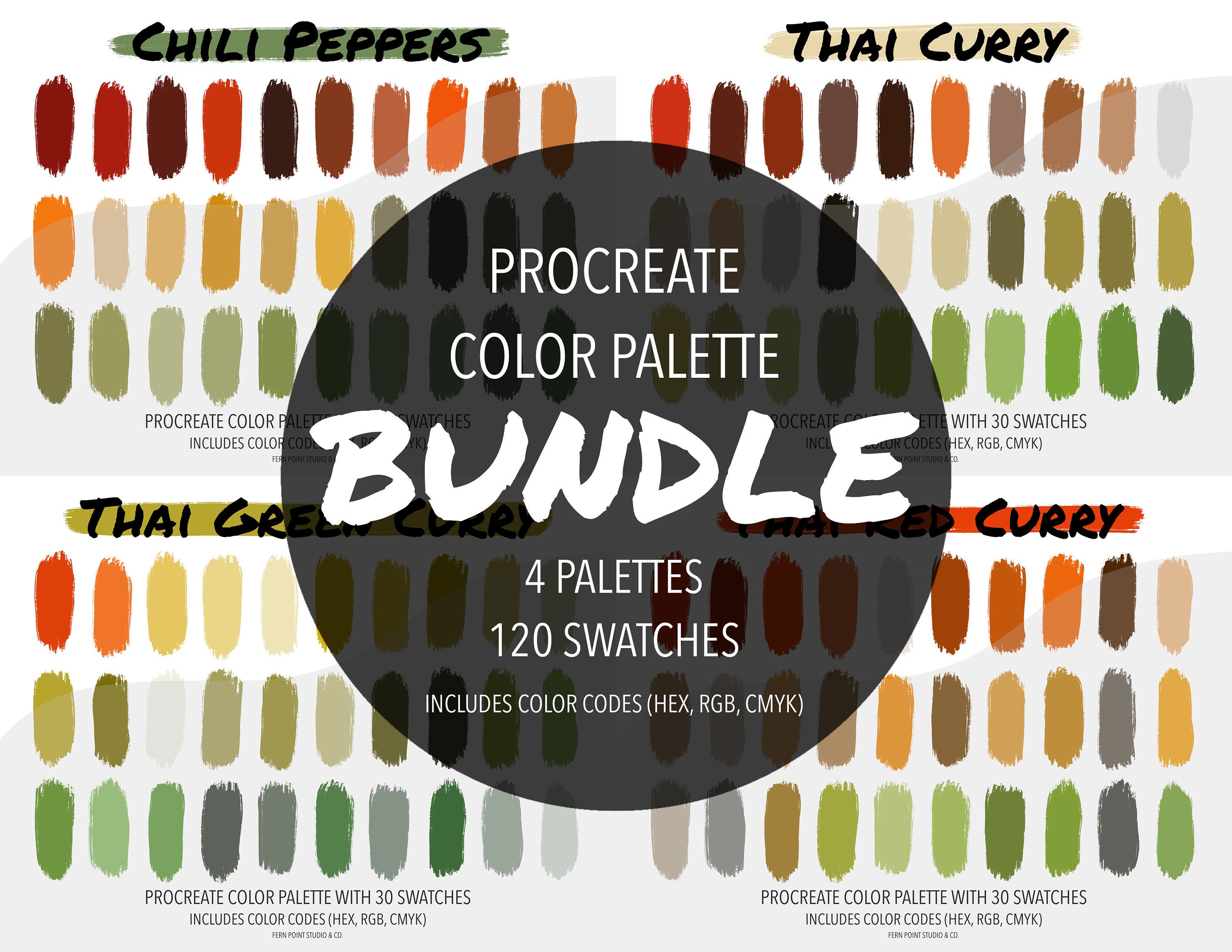 Procreate Color Palette Bundle | 4 Palettes | Thai Curry | Instant ...
