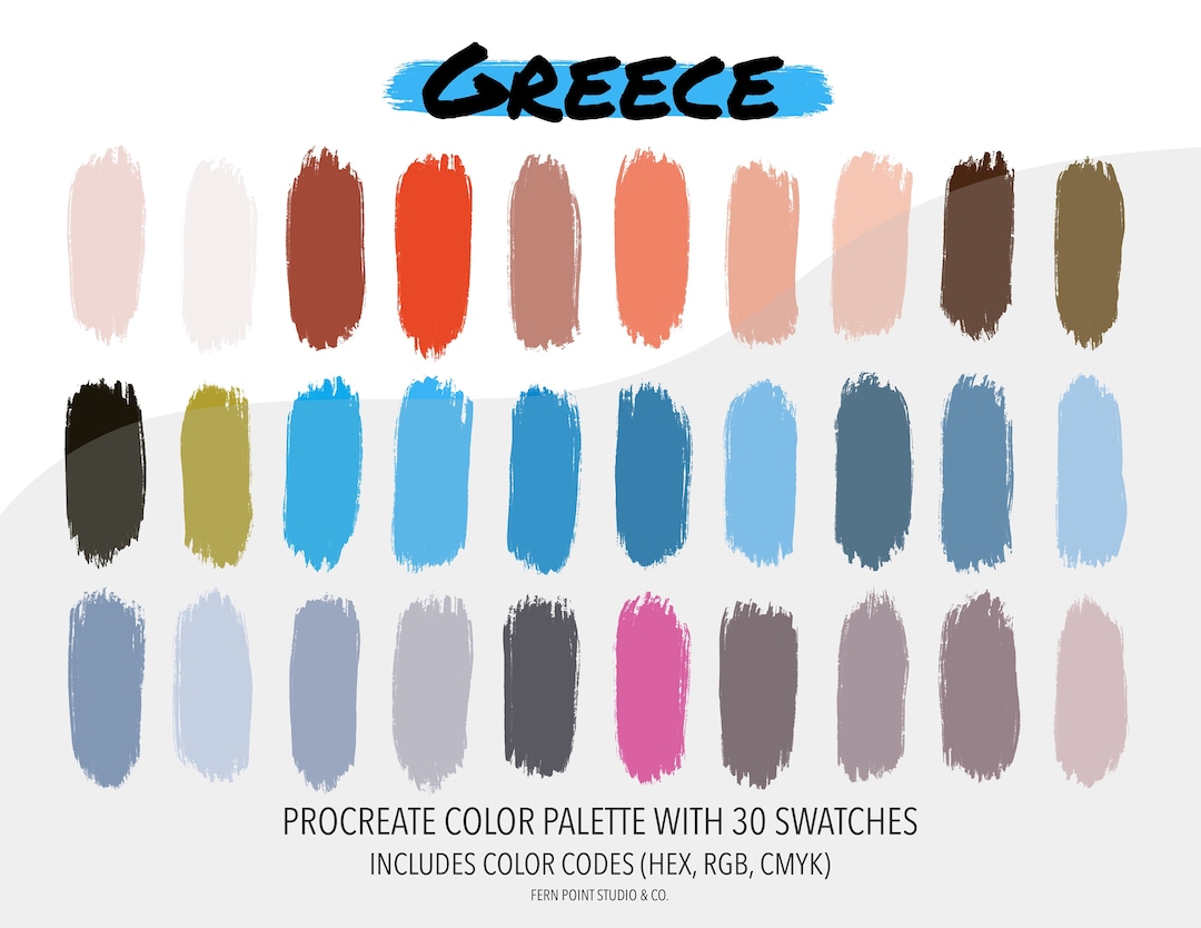 Procreate Color Palette | Greece | Instant Download | Digital File | Color Swatches | Color ...