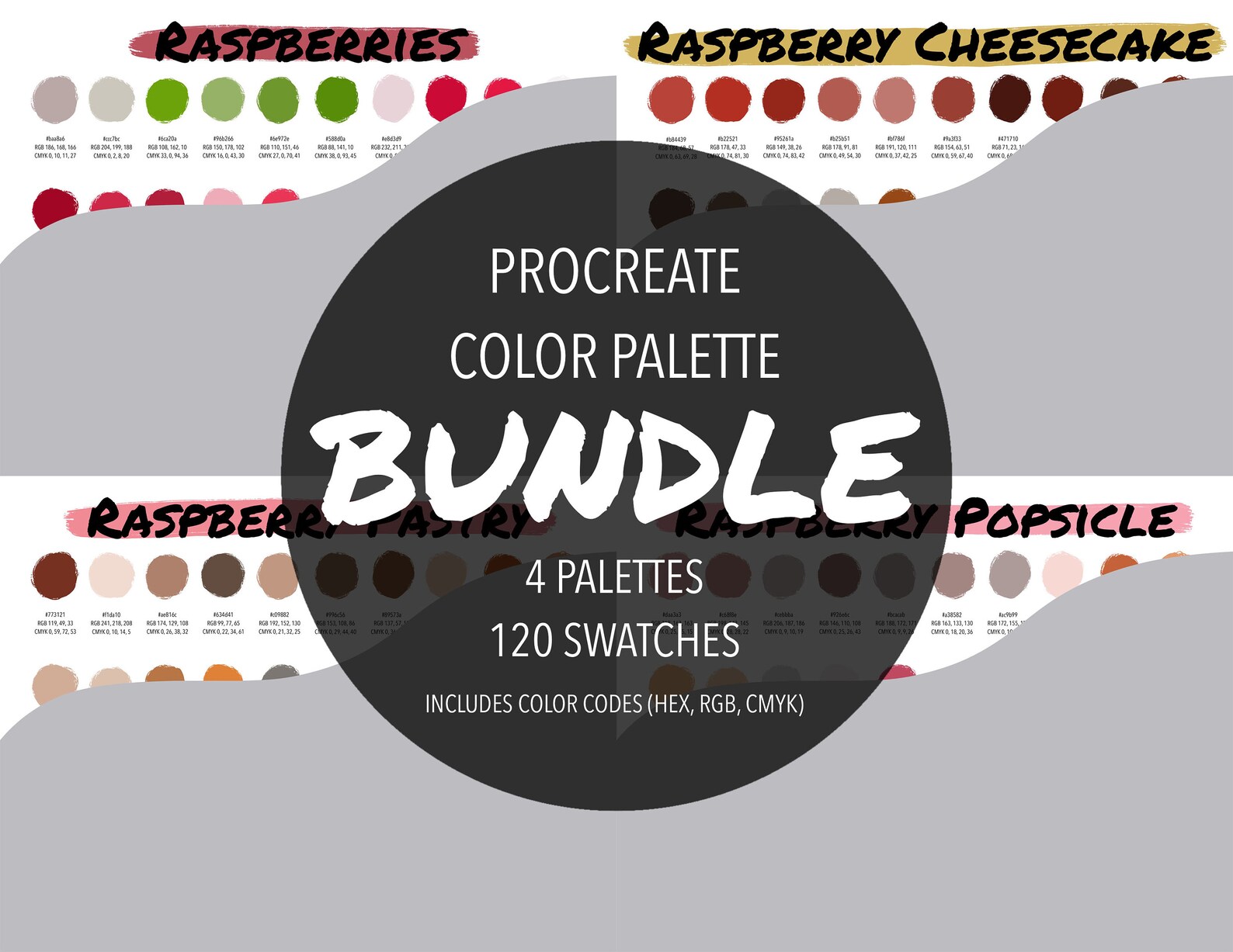 Procreate Color Palette Bundle 4 Palettes Raspberry Instant Download ...