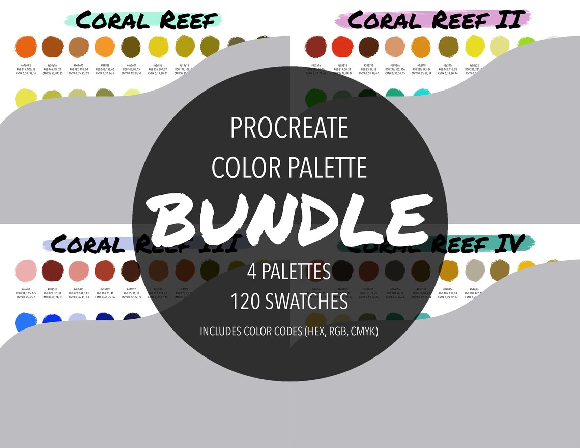 Procreate Color Palette Bundle | 4 Palettes | Coral Reef | Instant ...