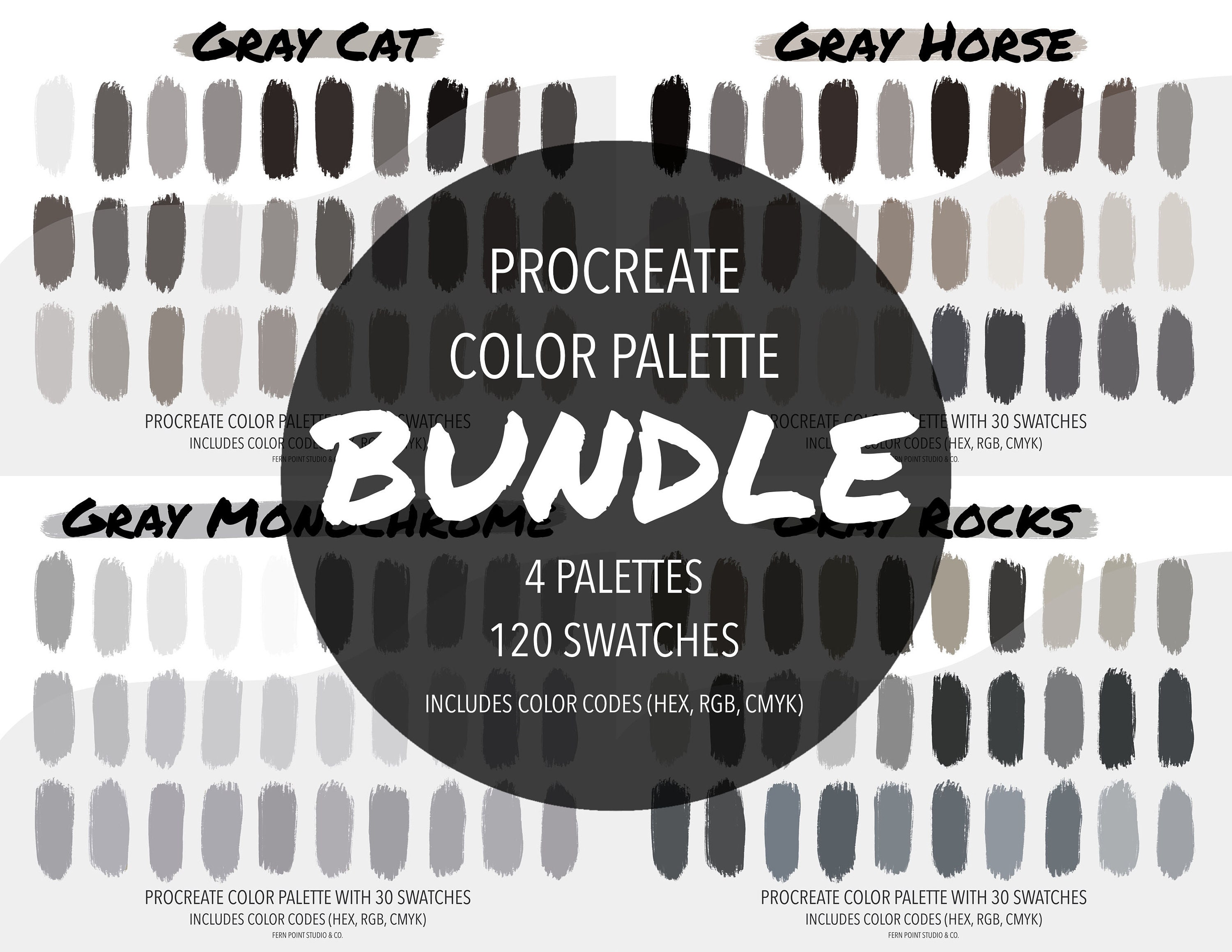 Procreate Color Palette Bundle 4 Palettes Gray Instant - Etsy