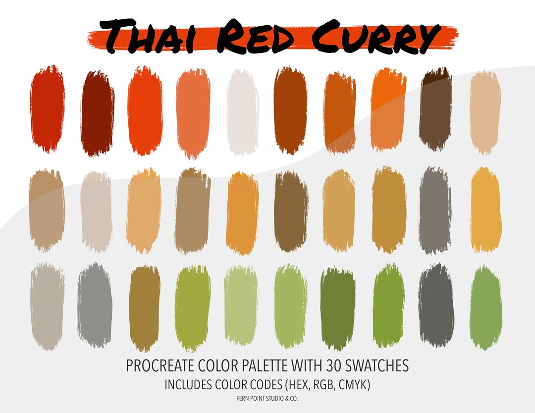 Procreate Color Palette | Thai Red Curry | Instant Download | Digital ...