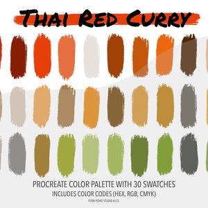 Procreate Color Palette | Thai Red Curry | Instant Download | Digital ...